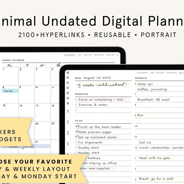 Realistic Digital Bullet Journal, Undated Digital Journal, Goodnotes ...