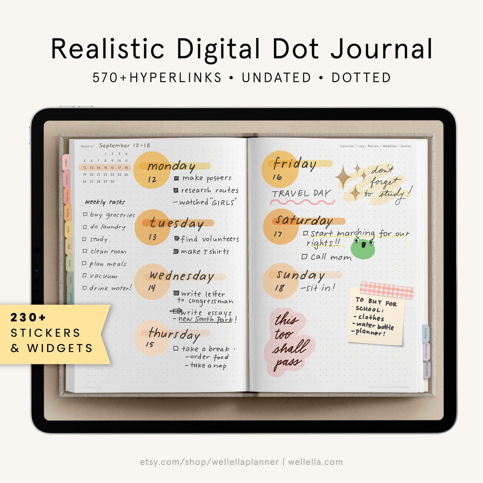 Realistic Digital Bullet Journal Undated Digital Journal - Etsy