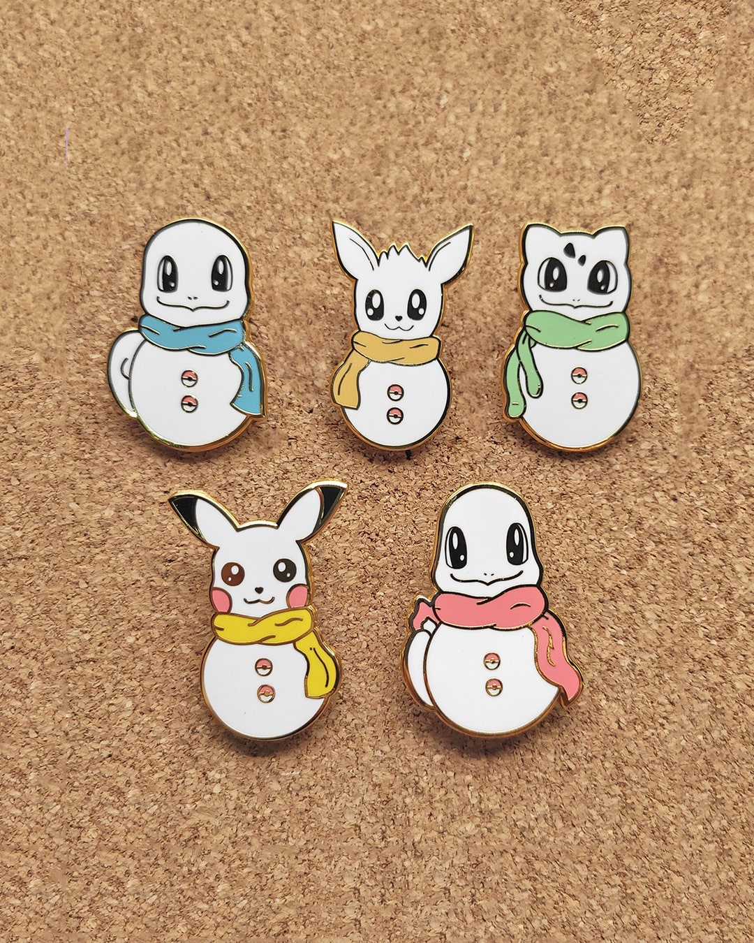 Snowmen Pokemon Enamel Pins pikachu, Bulbasaur, Squirtle, Eevee ...