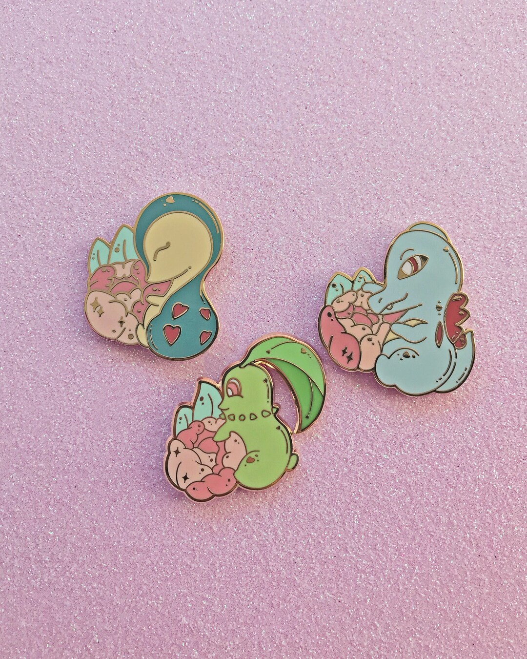 Starter Johto: Cyndaquil, Chikorita and Totodile - Pokemon Enamel Pins ...