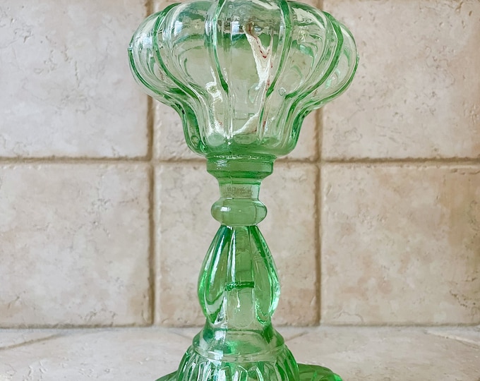 Green Depression Glass Oil Lamp - Etsy Green Depression Glass Oil Lamp - Etsy