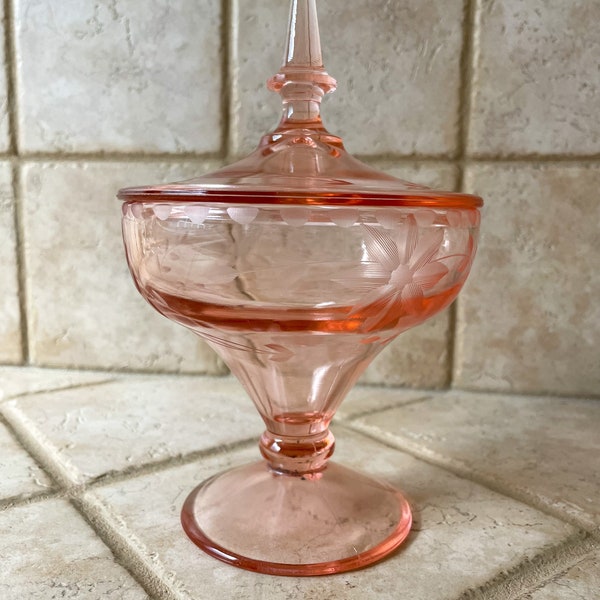 Pink Glass Compote - Etsy