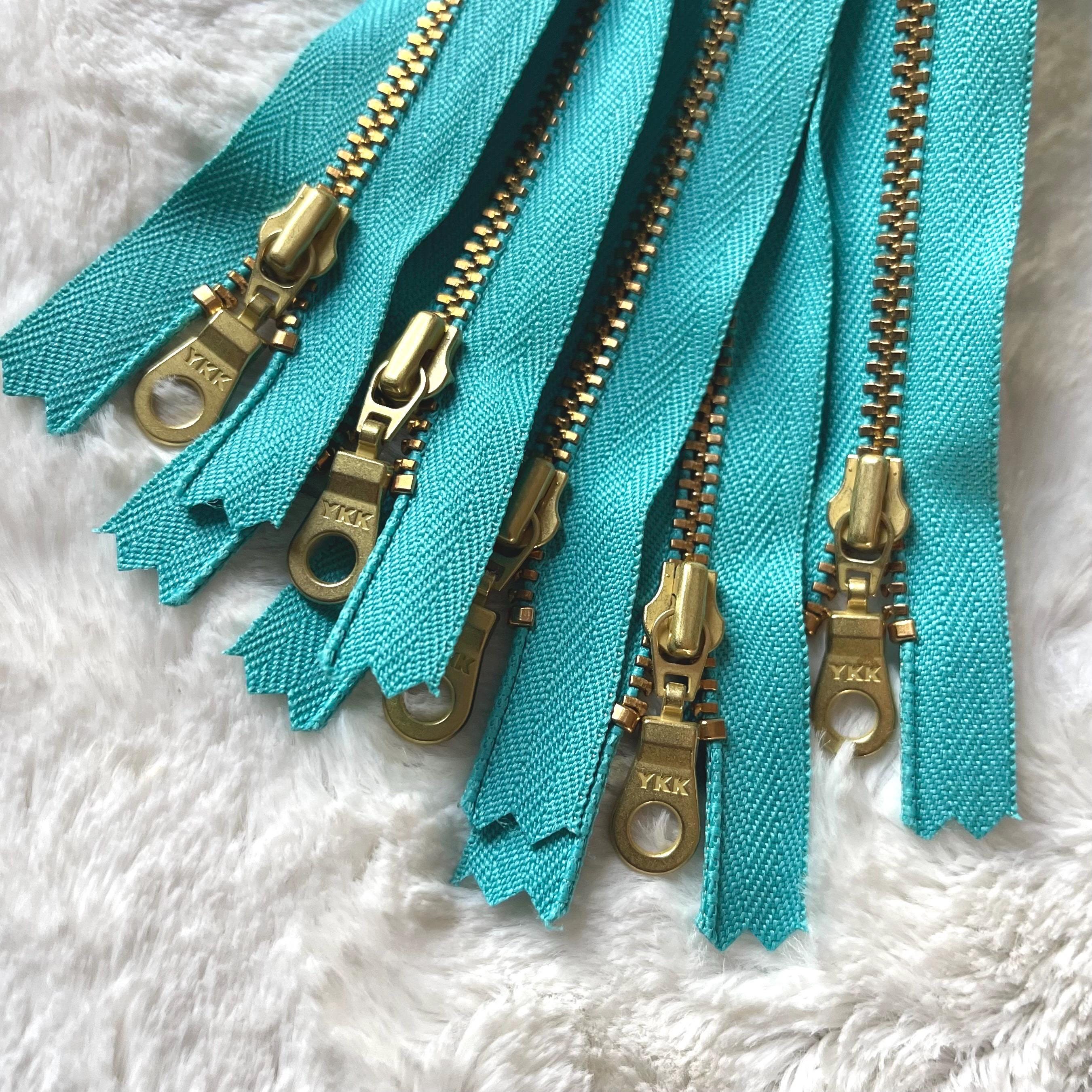 Turquoise YKK Zipper: 12-inch Teal Blue Green With Brass Pull - Etsy