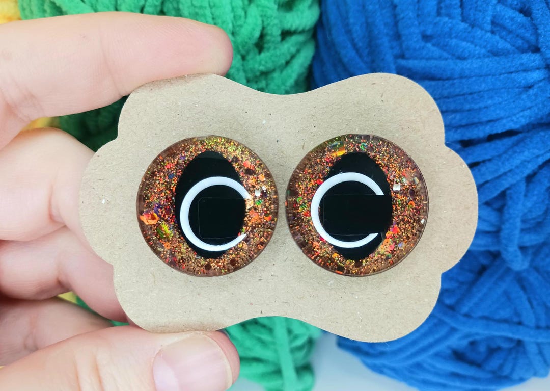 LIMITED 25mm Chocolate Sinker Safety Eyes Hand Painted Resin, Cat Snake ...