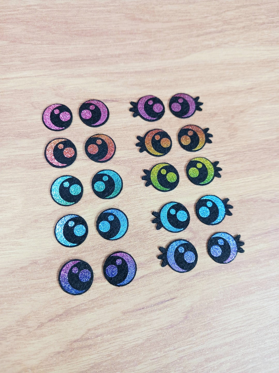 5 Pairs Felt Lash or No Lash, Ombre Rainbow Felt Eyes, Simple Kawaii ...