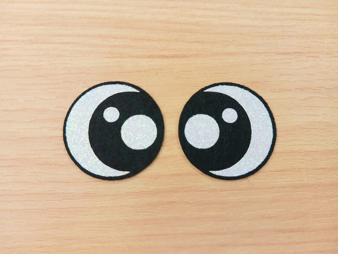 3 Pairs, All Sizes, White Glitter Felt Eyes, Simple Kawaii Circle Eyes ...