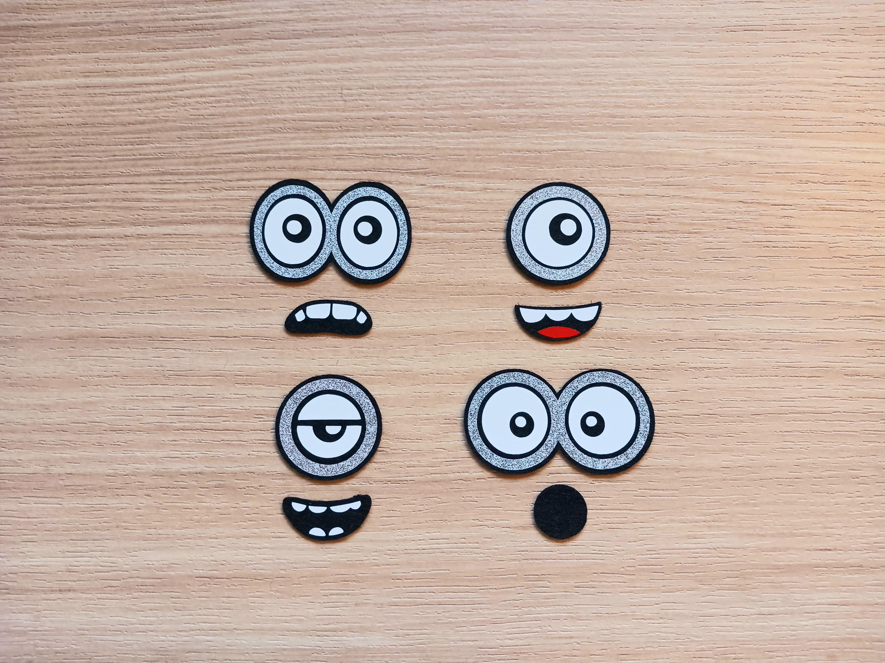 4 Full Face Variety Sets Eyes and Mouths, All Sizes, Cartoon Felt Eyes ...