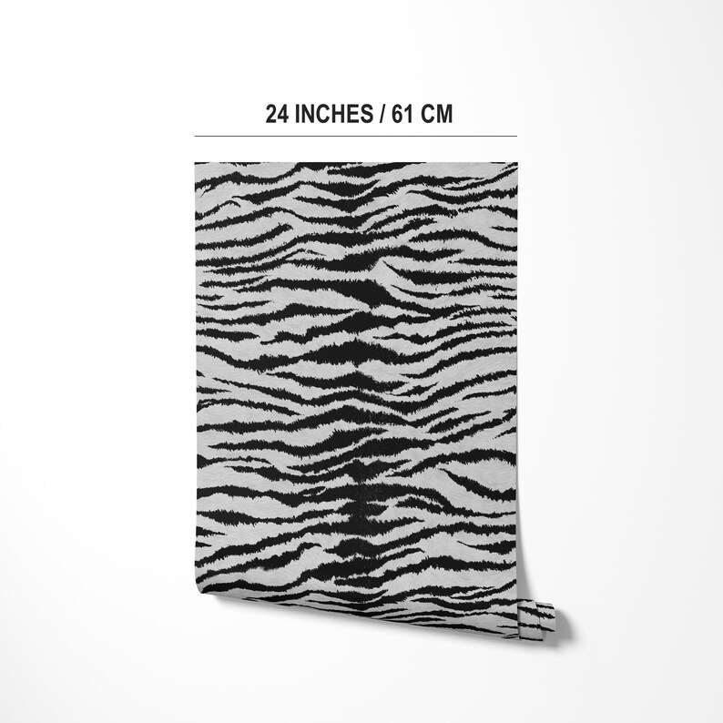 Zebra Pattern Wallpaper, Black and White Animal Print Wall Decor | 059 ...