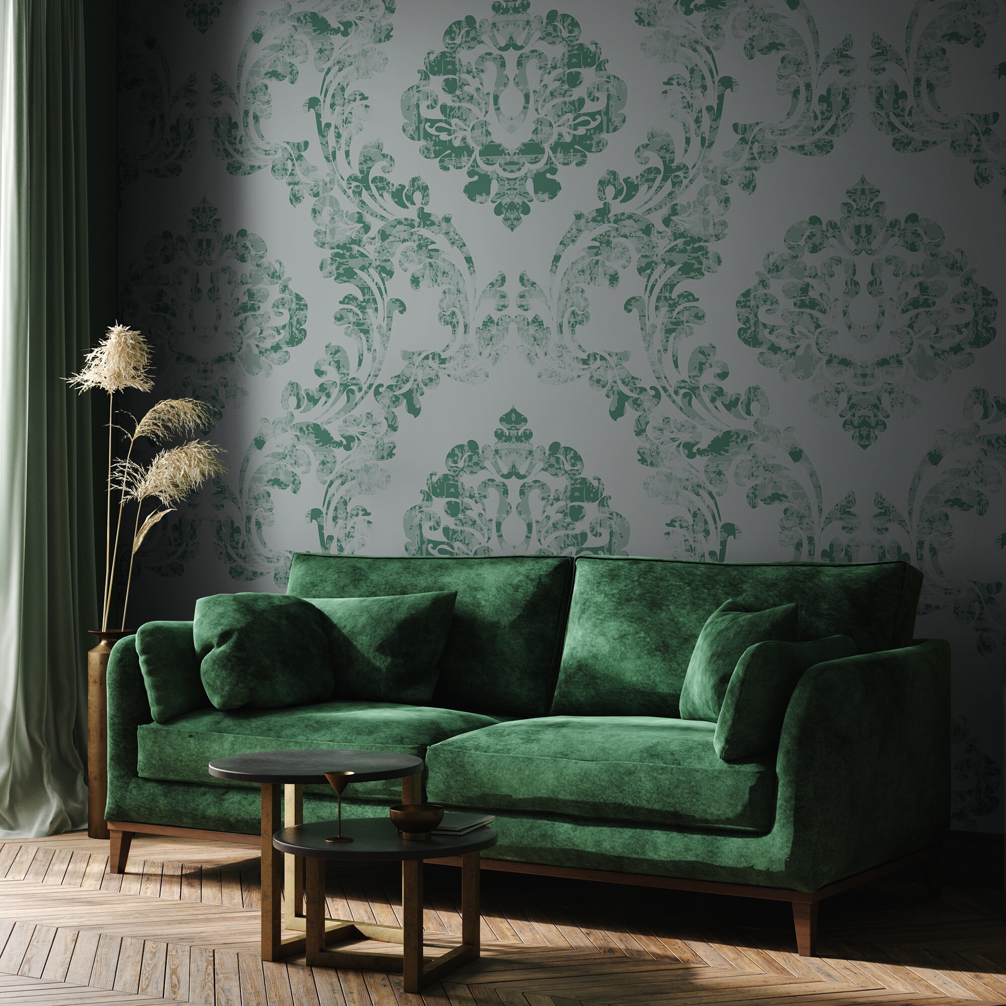 Pale Green Vintage Wallpaper