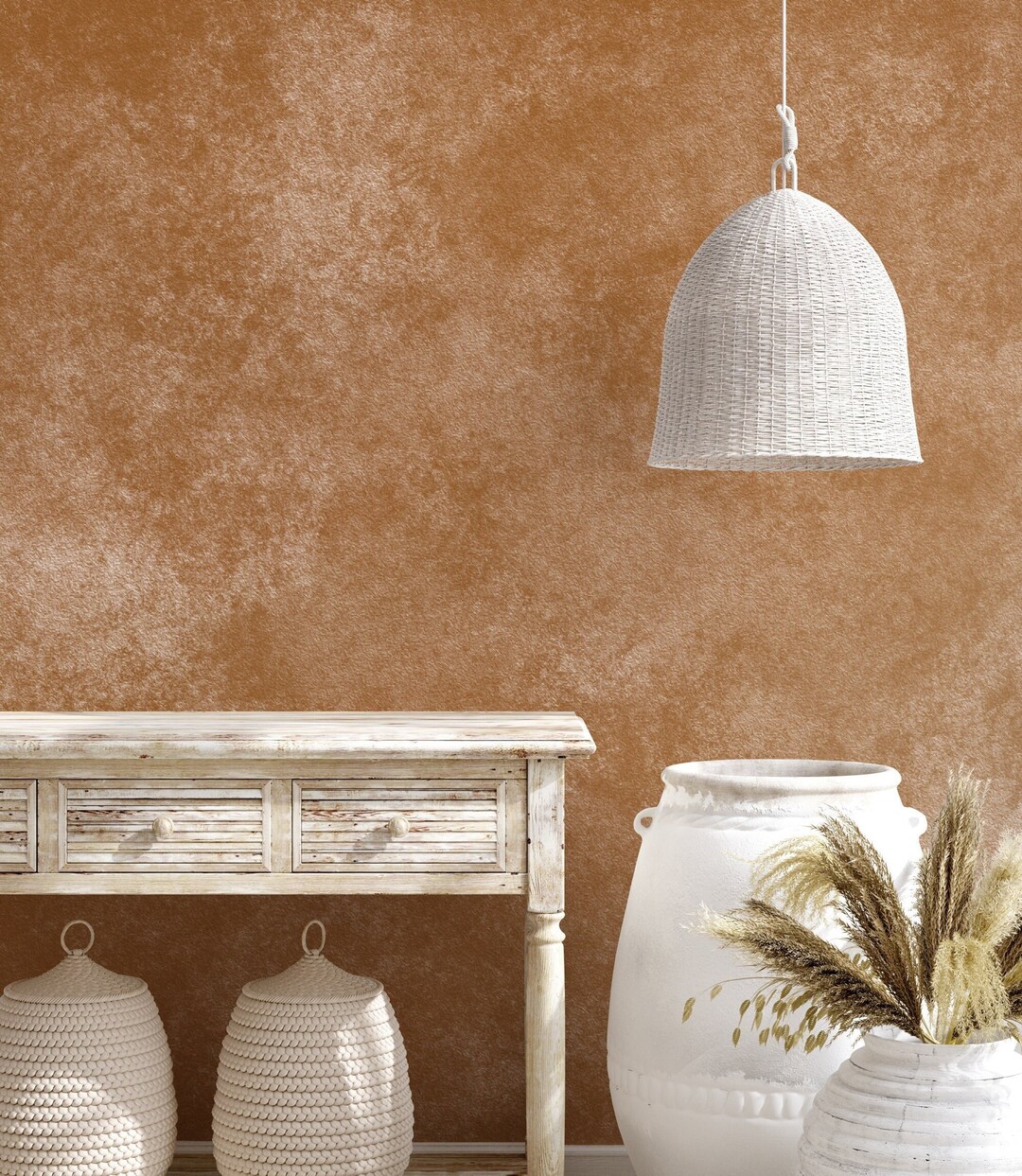 Abstract Orange Painting Mural Wallpaper, Peel and Stick, Traditional ...