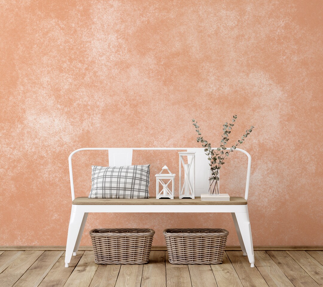 Peach Abstract Mural Wallpaper, Watercolor Painting Print | 049 - Etsy