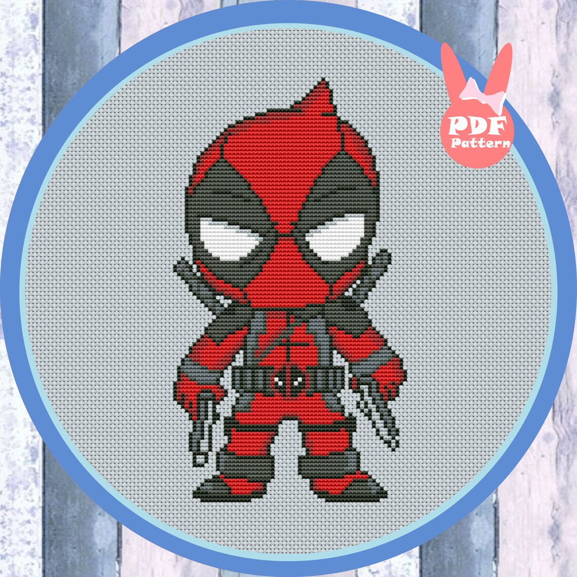 Deadpool cross stitch pattern comics cross stitch marvel | Etsy