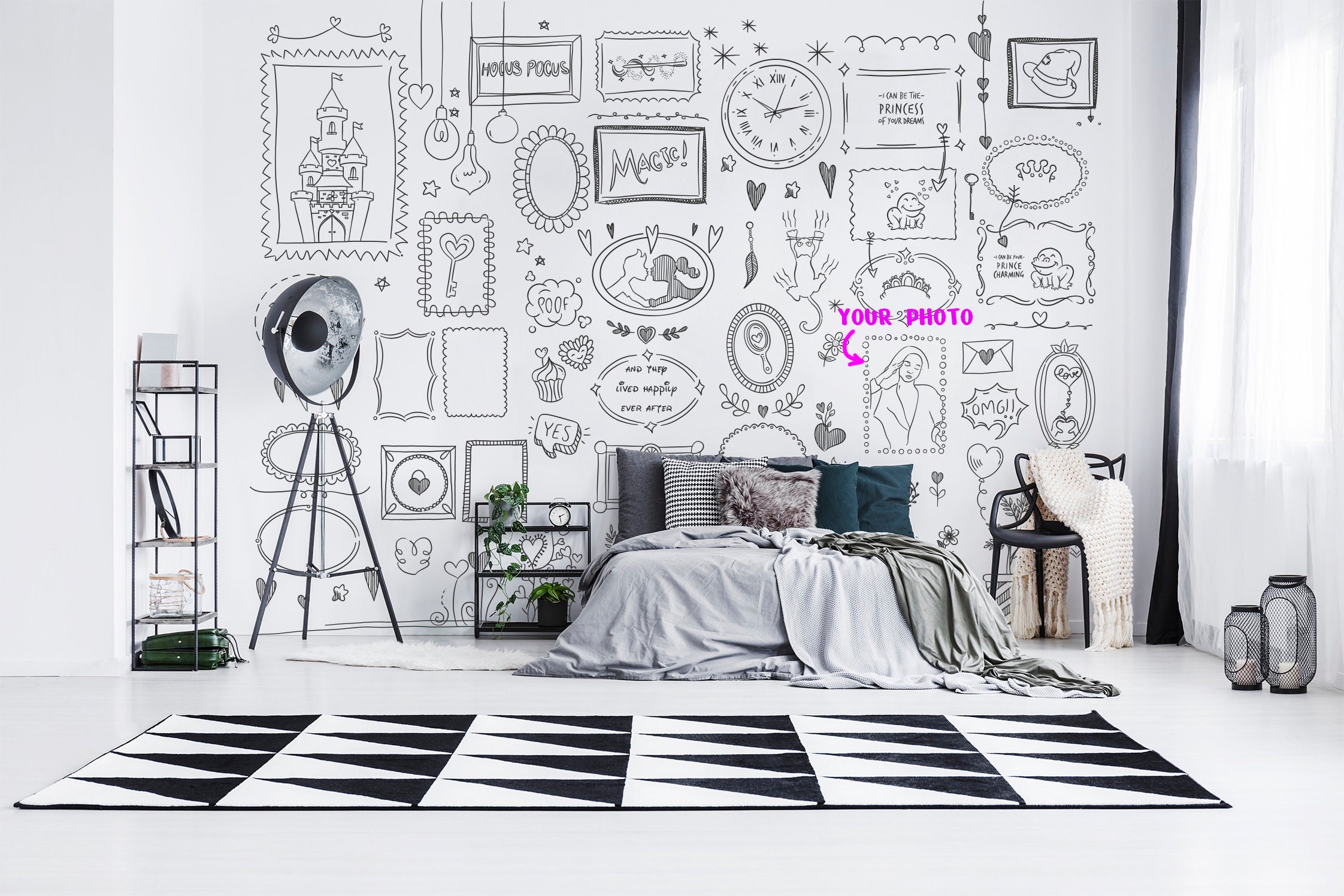 Kids Room Photo Frame Wallpaper, Picture Frames Set Wall Murals ...
