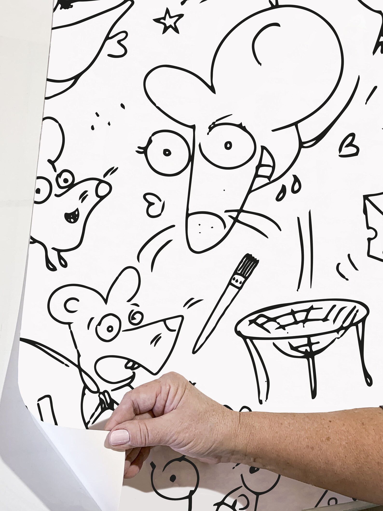 Colouring Book Removable Wallpaper, Kids Room Doodles Animals Wallpaper ...