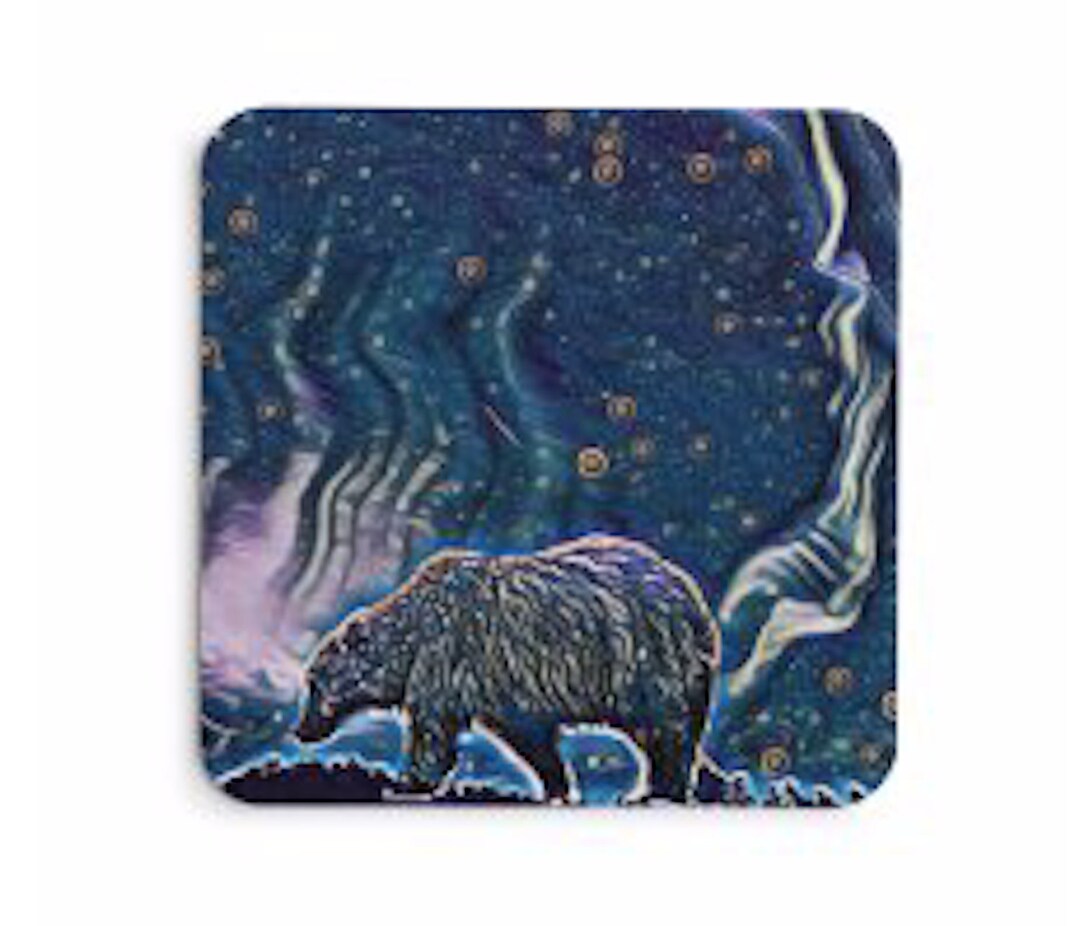 Cork Coasters set of 4 - Universe Calling - decoración del hogar, oso ...