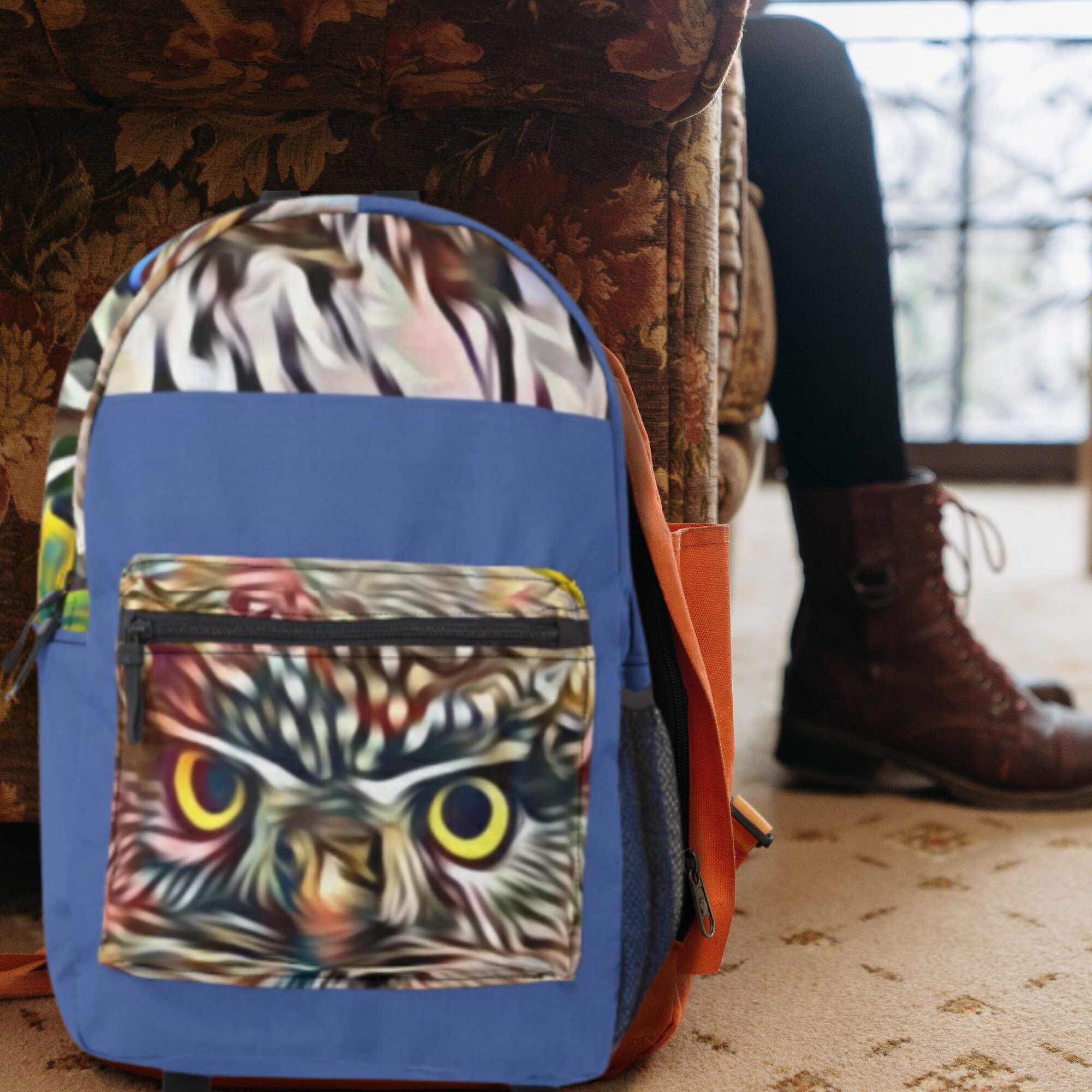 Blue Burrowing Owl Backpack, Going Away Travel Gift, Hiking Rucksack ...