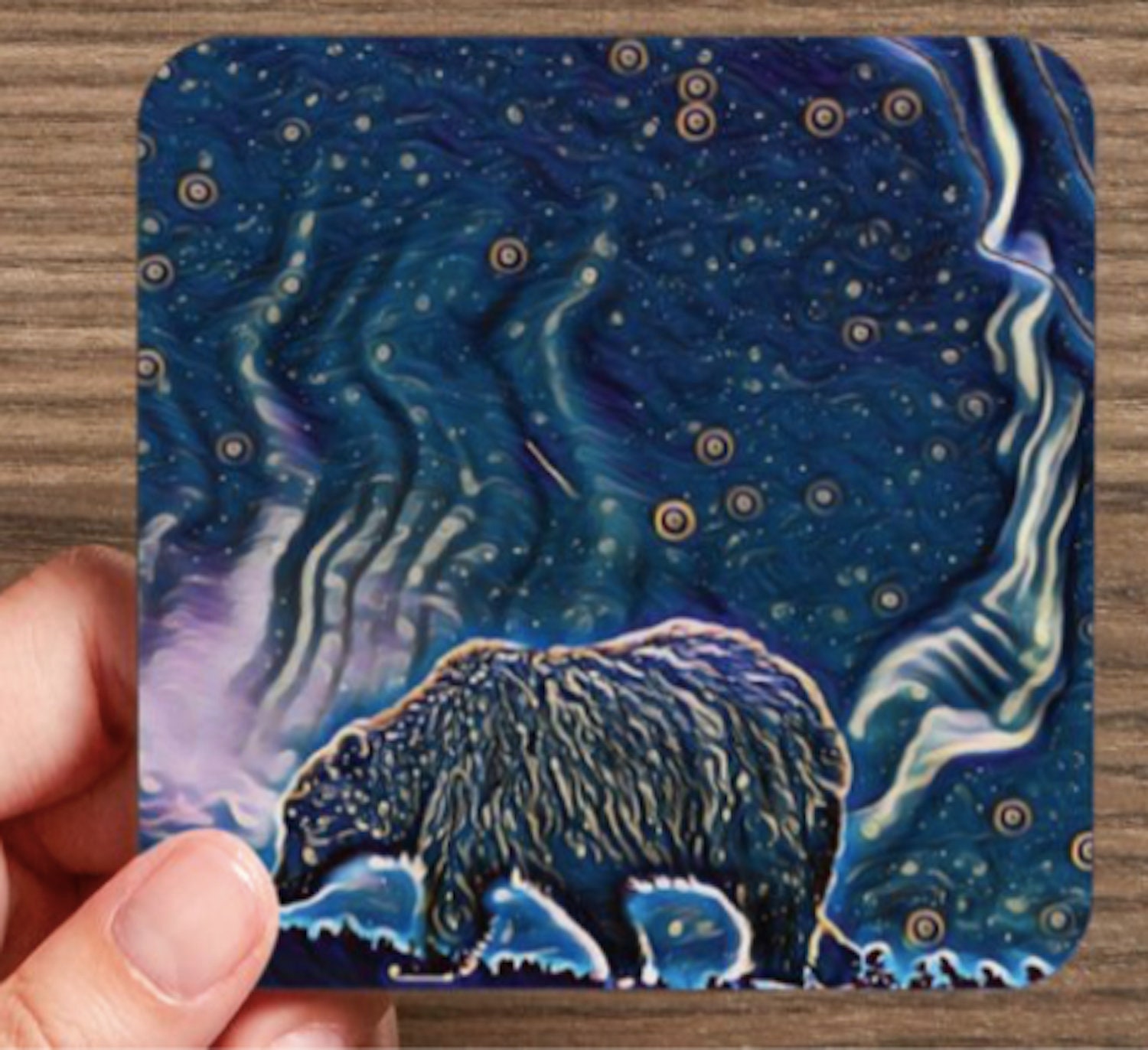 Cork Coasters set of 4 - Universe Calling - decoración del hogar, oso ...
