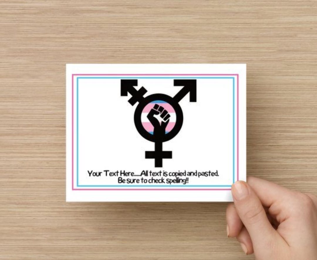 Transgender Pride/ Awareness/ Support Custom Text Cards - Etsy