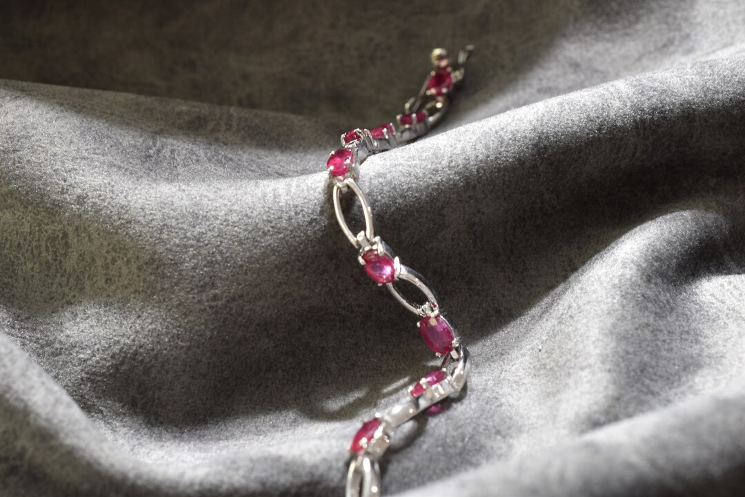 Crimson Elegance | Handmade Ruby Chain Bracelet in Sterling Silver by ...