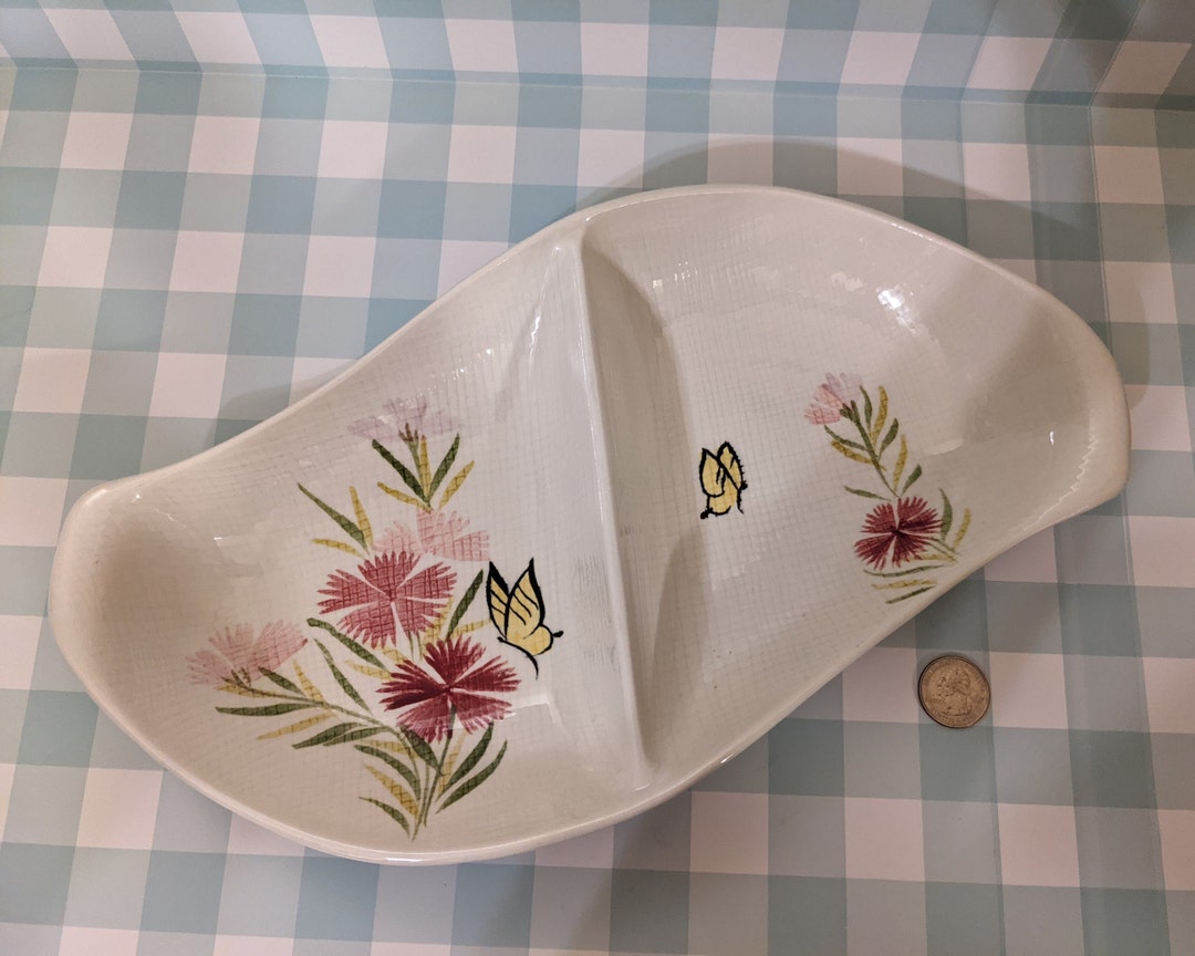 Vintage Red Wing Pottery Platter, Pink Spice Pattern, Handpainted ...