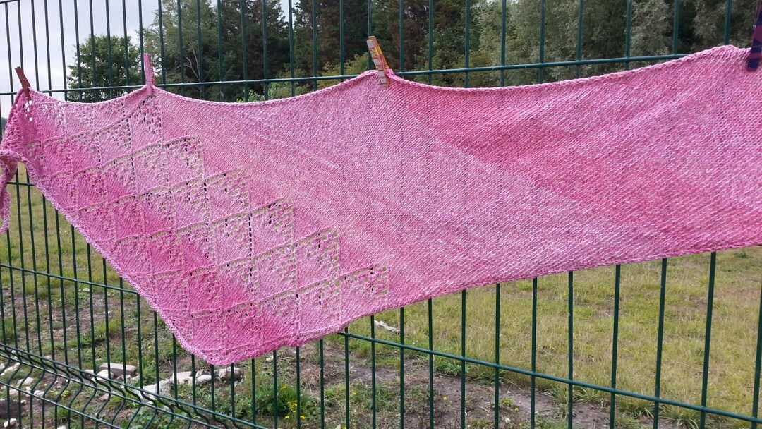 Eglantine Model: Hand-knitted Pink Openwork Shawl - Etsy