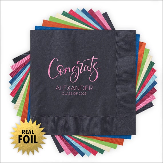 Congrats Grad Graduation Napkins / Foil Pressed - Etsy