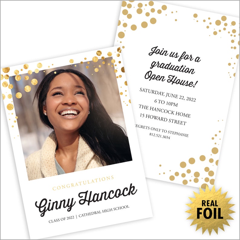 Real Foil Bubbles Graduation Invite Custom Photo Cards / Grad - Etsy