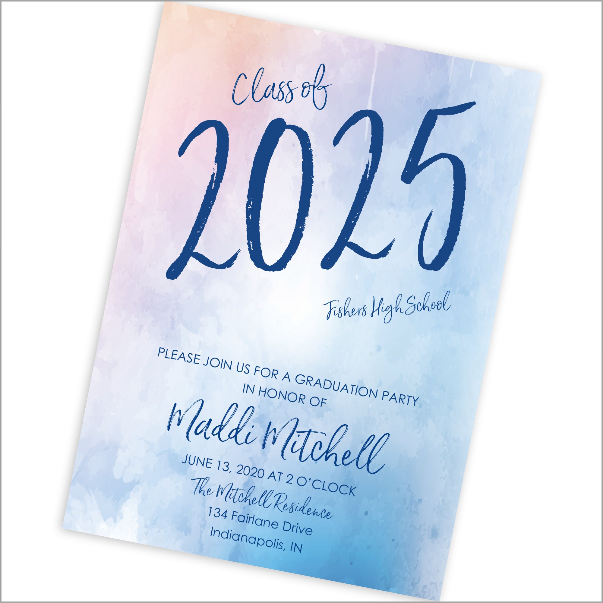 Watercolor Graduation Invite / Custom Cards / Grad Announcement / 4125 ...