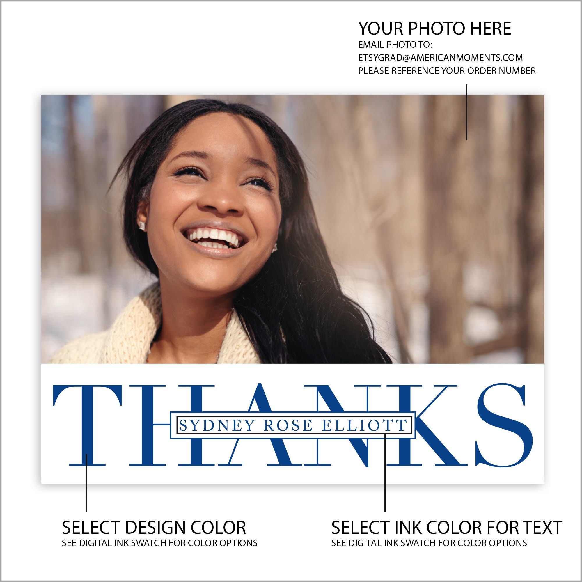 Thank You Custom Photo Cards / Graduation Thank You Card Set / - Etsy