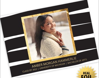 Real Foil Grad Announcement Custom Photo Cards 4266 | Etsy