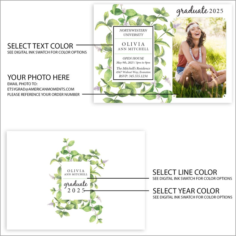 Ivy Vines Graduation Invite Custom Photo Cards / Grad Announcement ...