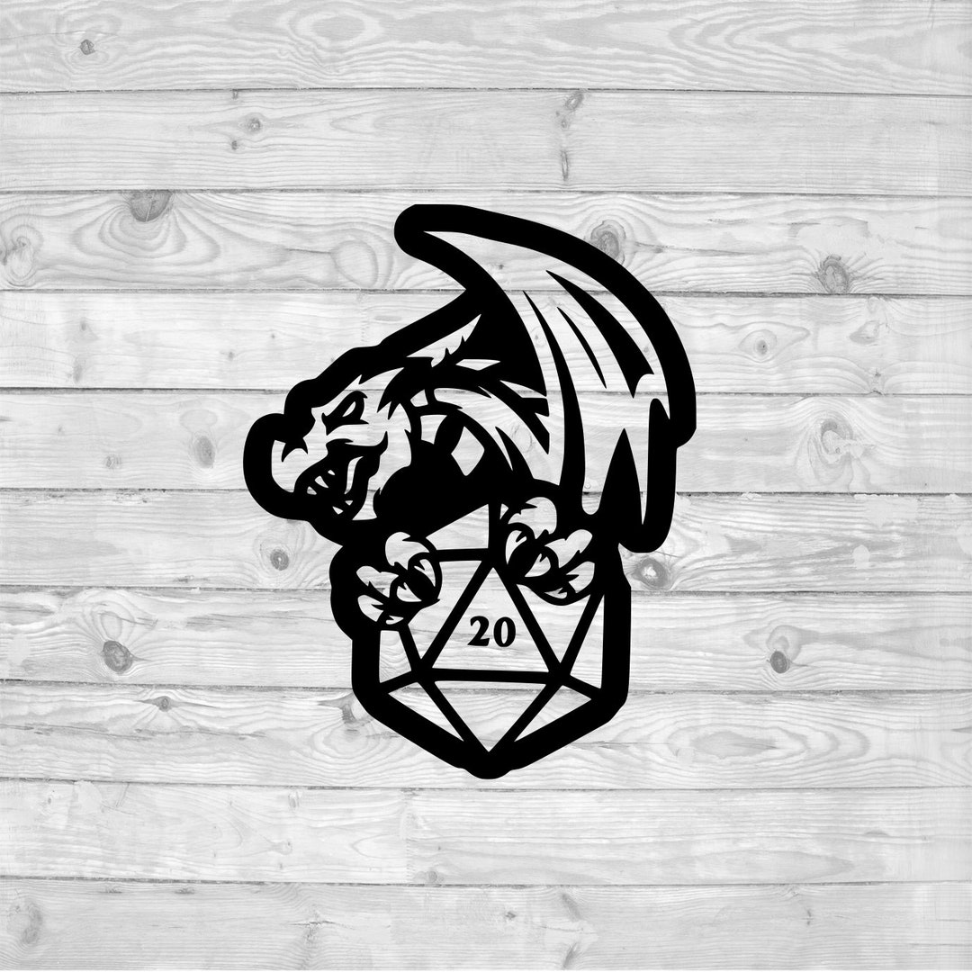 Dungeons and Dragons D20 and Dragon, Instant Download, Svg Png Dxf ...