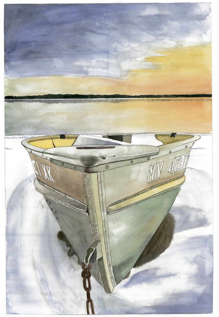 Fishing Boat Watercolor Print - Etsy