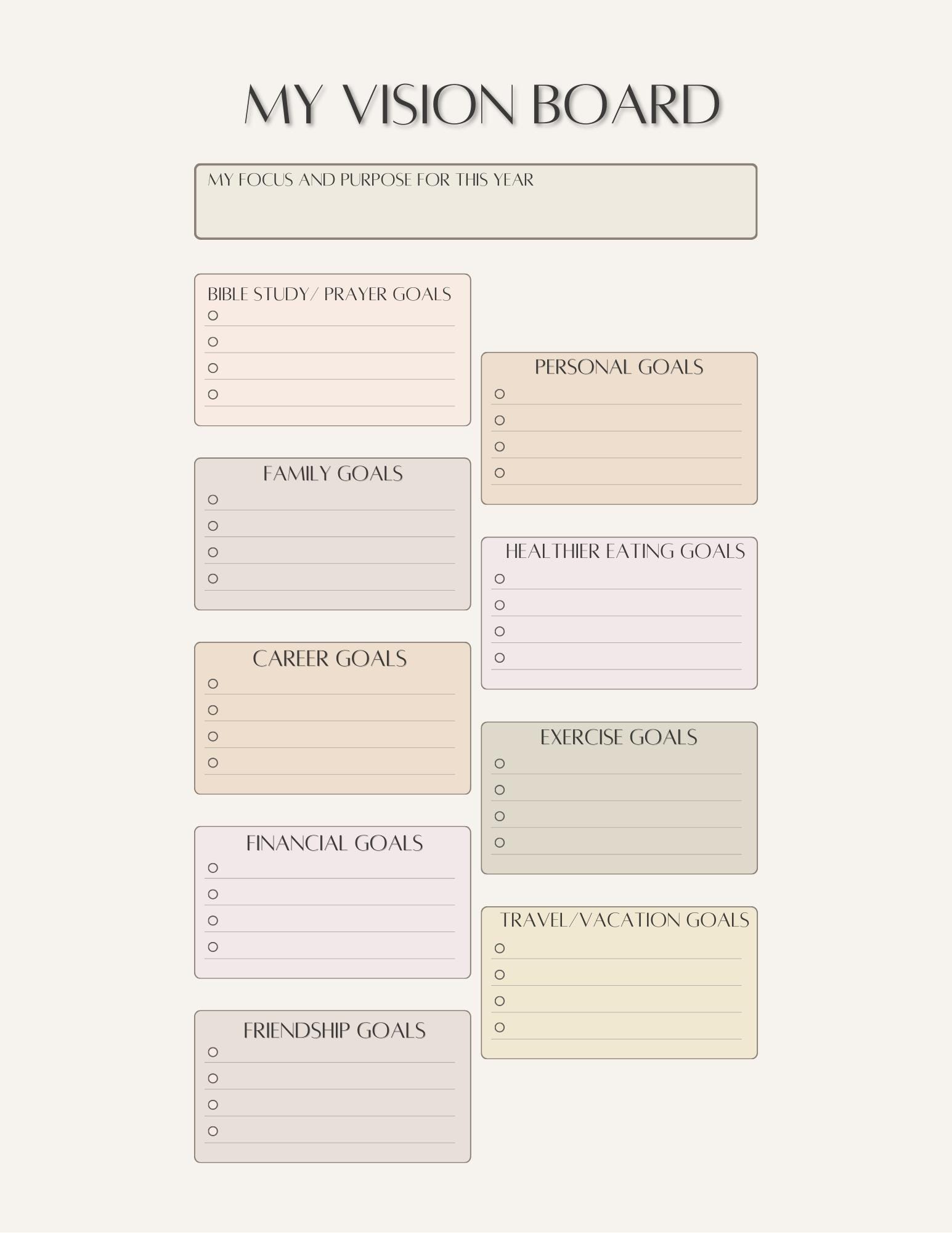 Minimalist Vision Board Printable PNG - Etsy
