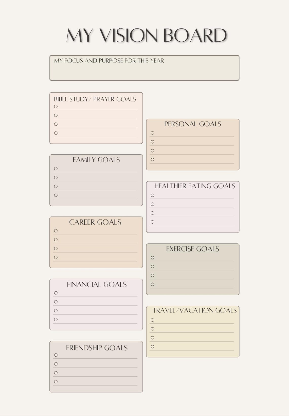 Minimalist Vision Board Printable PNG - Etsy