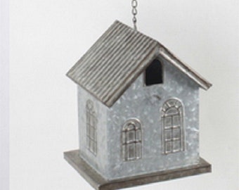Galvanized Metal Bird House - Etsy
