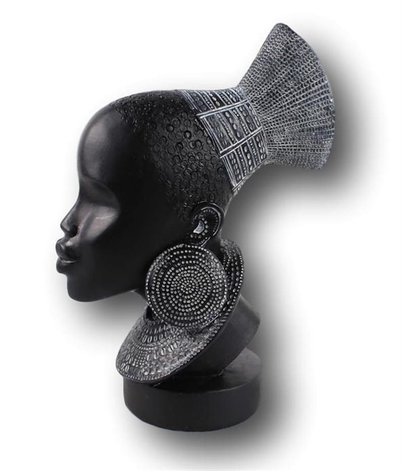 African American Lady Bust Head Ethnic Decor Gorgeous Statue | Etsy