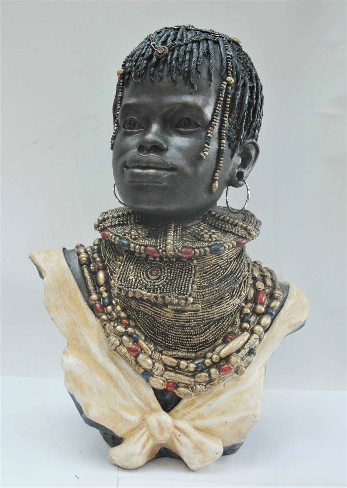 African American Bust W/ Jewelry Art Piece Ethnic Statue - Etsy