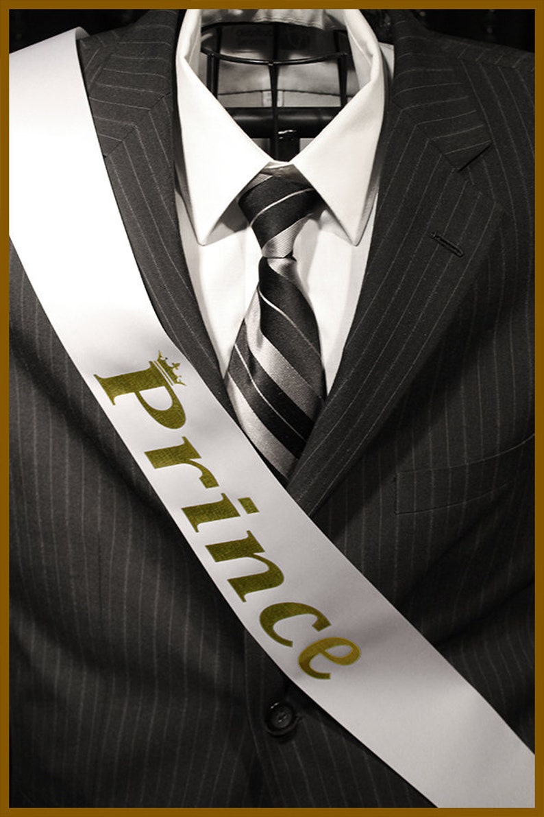 Satin Printed "prince" Sash for Homecoming Proms, Dances, Parties ...