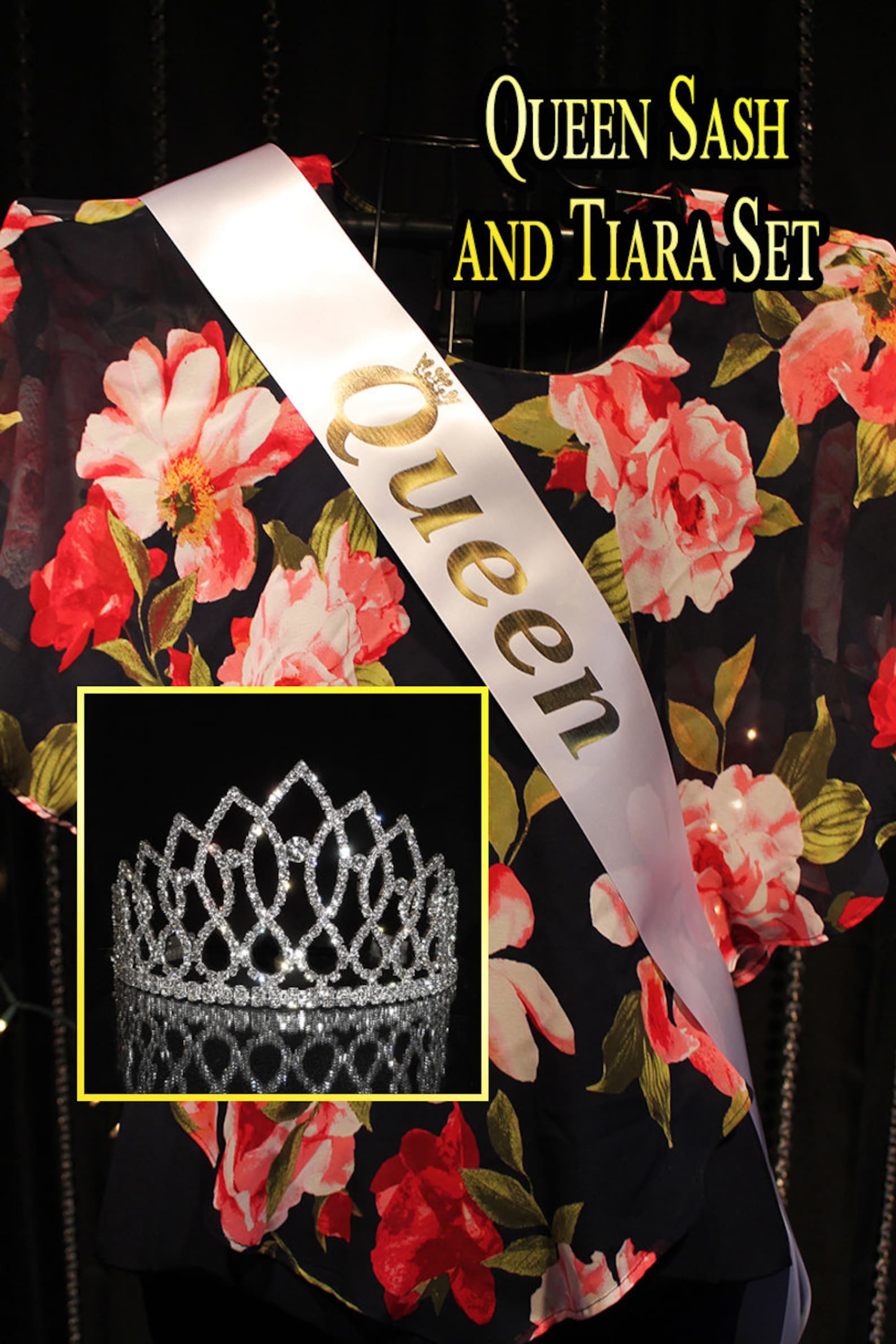 Satin Printed queen Sash for Pageants Proms - Etsy