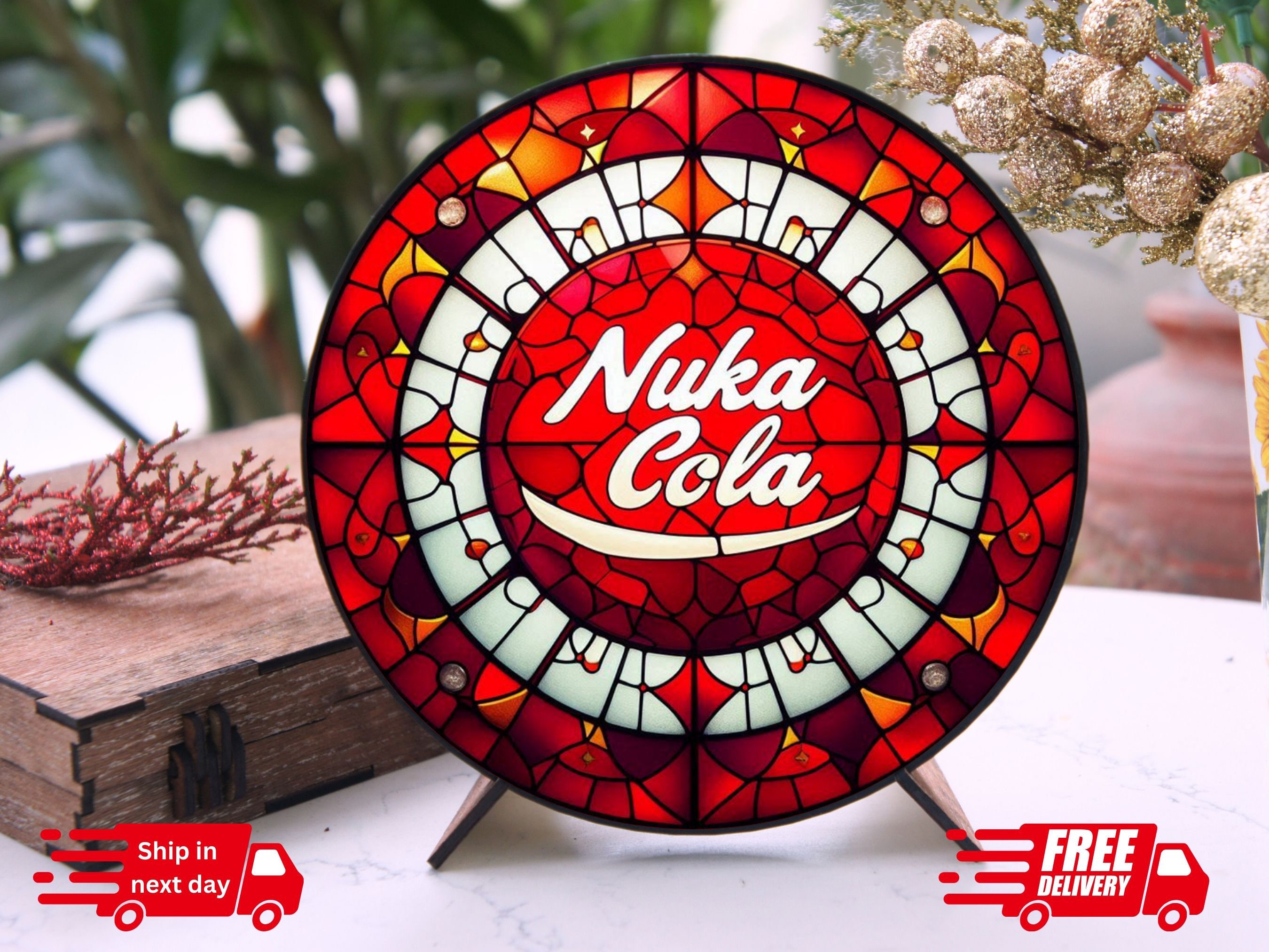 Fallout Lamp,nuka Cola Lamp,ncr New Vegas,stained Glass Lamp,bedside ...