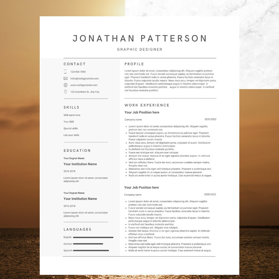 Clean, Minimal and Modern Resume Template | Customizable and Efficient ...