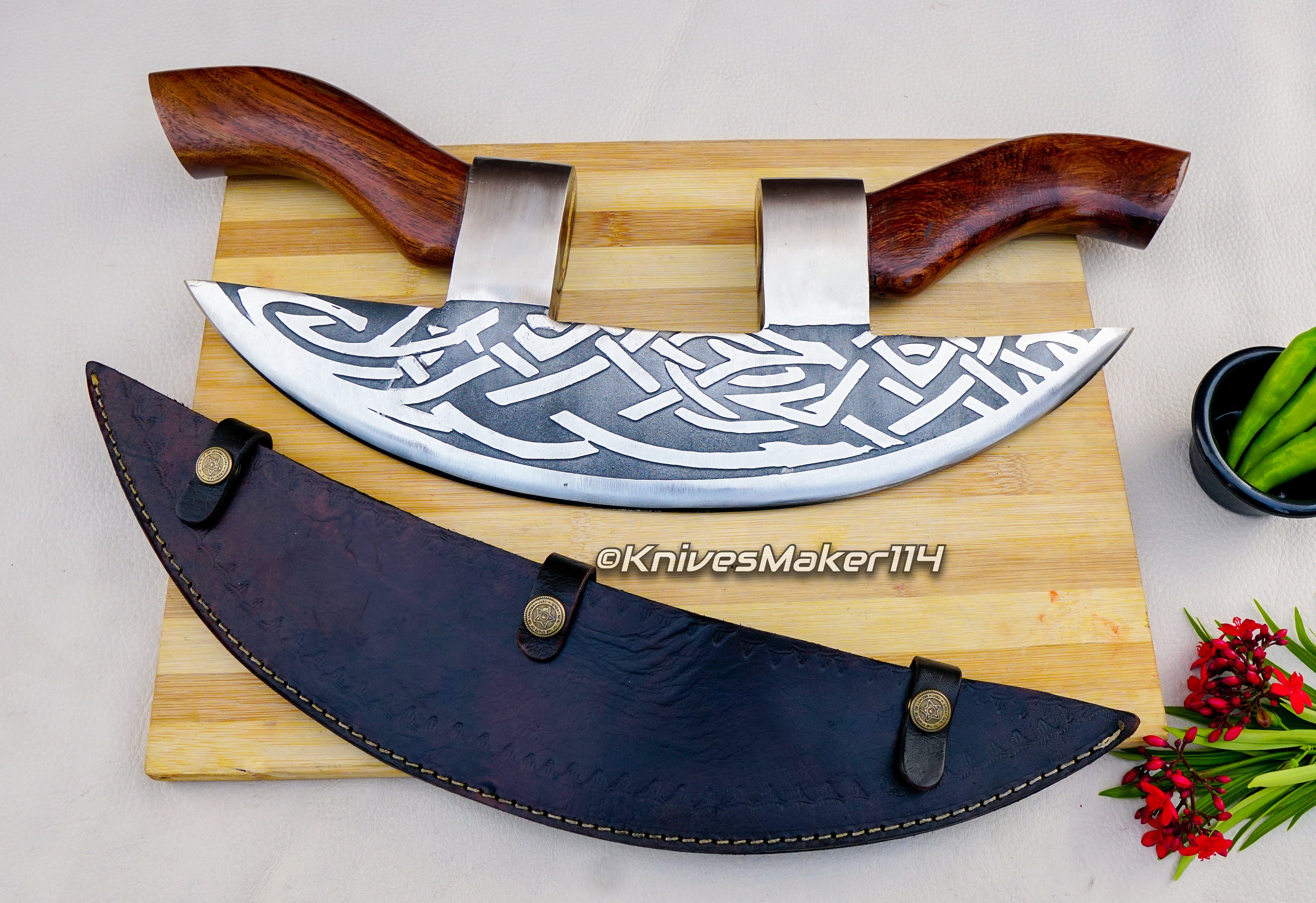 Custom Hand Forged Pizza Cuttertwo Handed Viking Pizza Cutter - Etsy