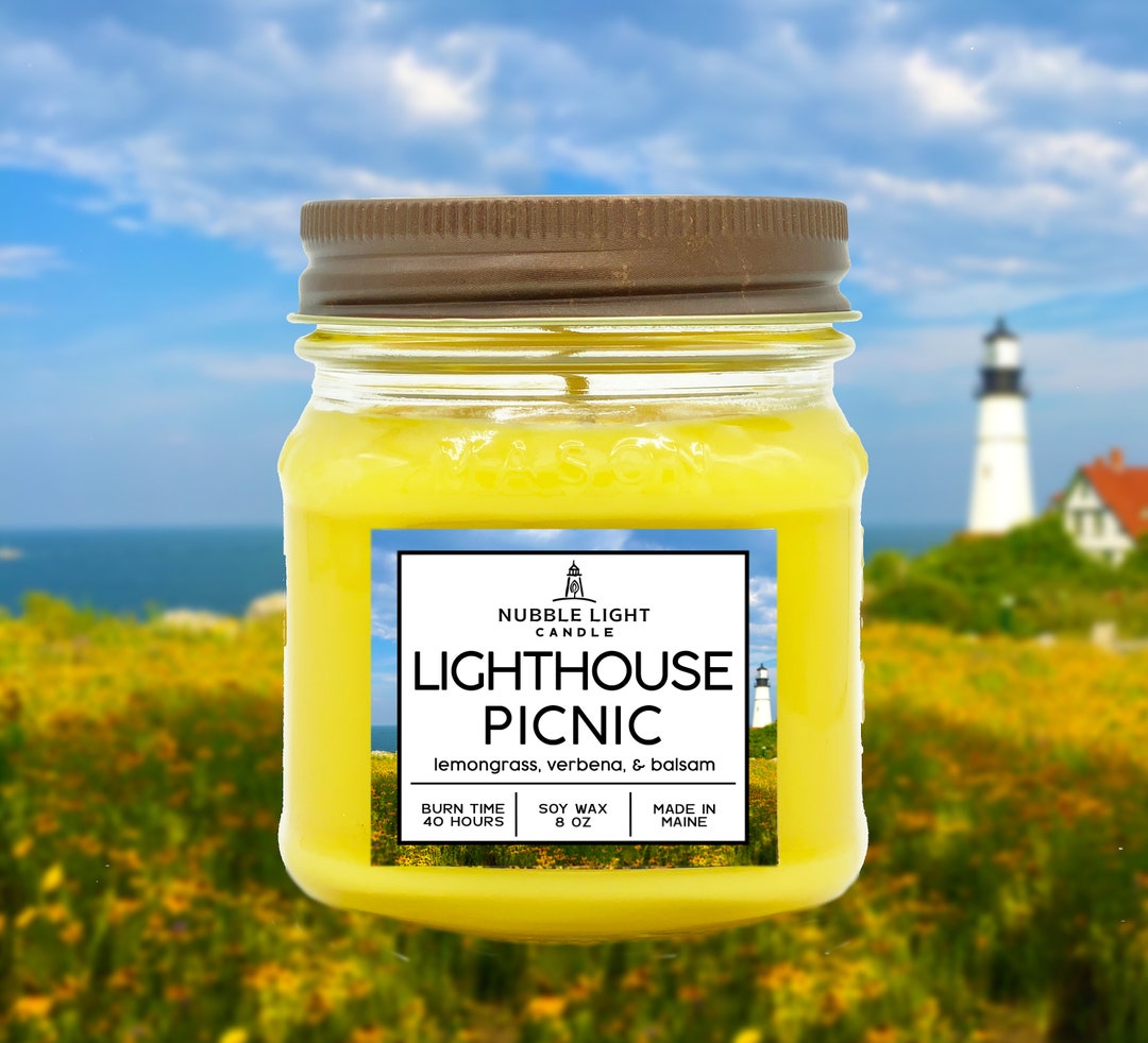 LIGHTHOUSE PICNIC Lemongrass & Balsam Scented Soy Candle | Maine ...