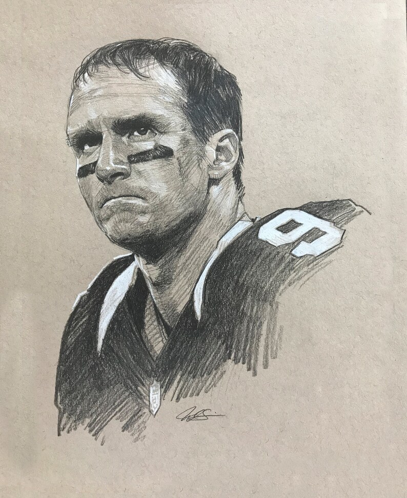 DREW BREES DRAWING | Drew Brees New Orleans Saints Original Artwork ...