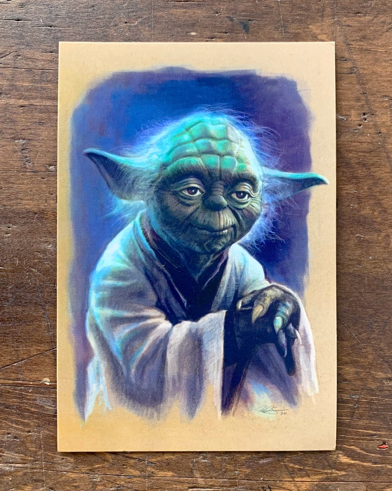 Yoda Star Wars Art Print With Matte - 4x6 Postcard Print With 5x7 Matte ...