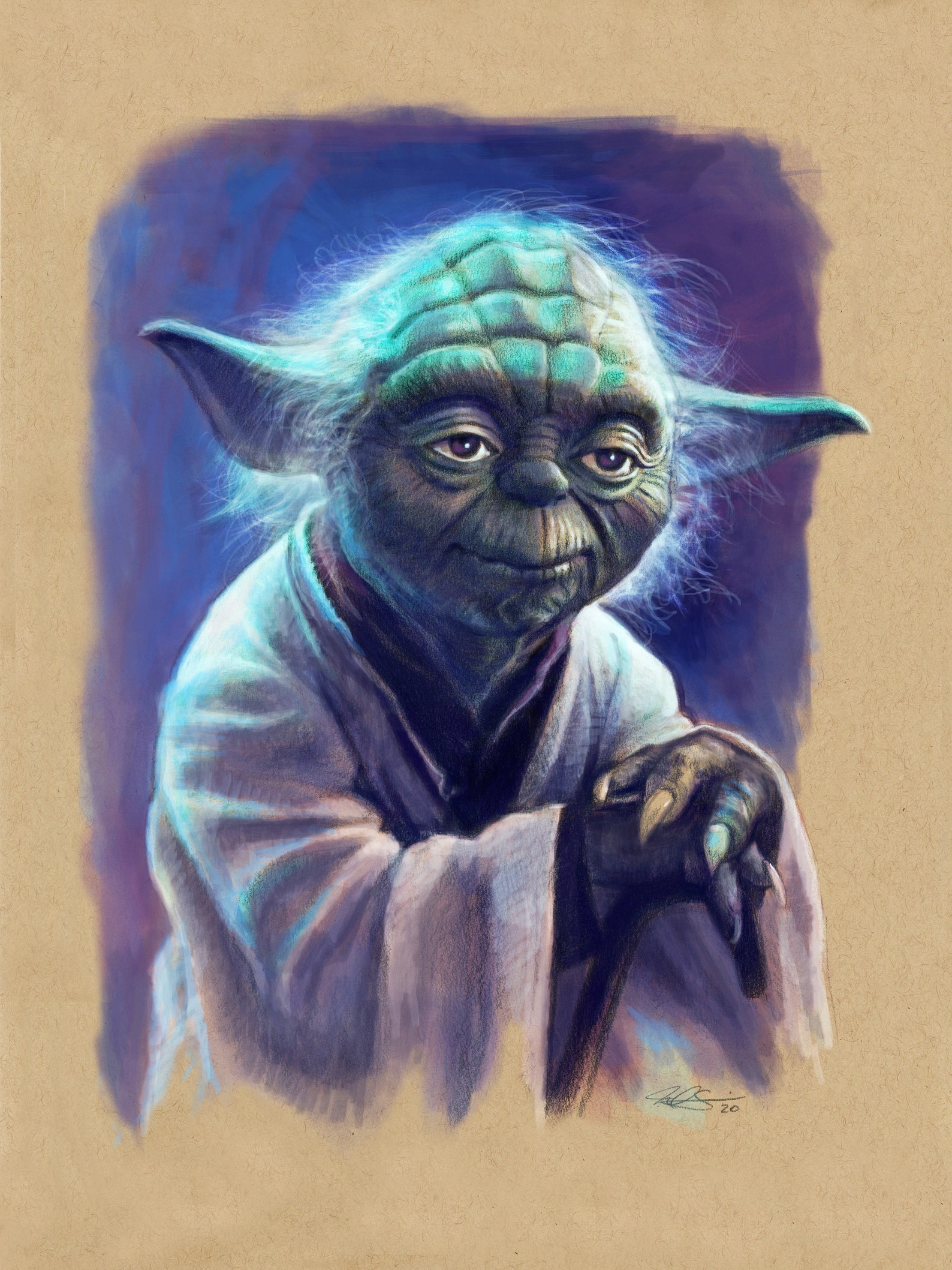 Yoda Star Wars Art Print With Matte - 4x6 Postcard Print With 5x7 Matte ...