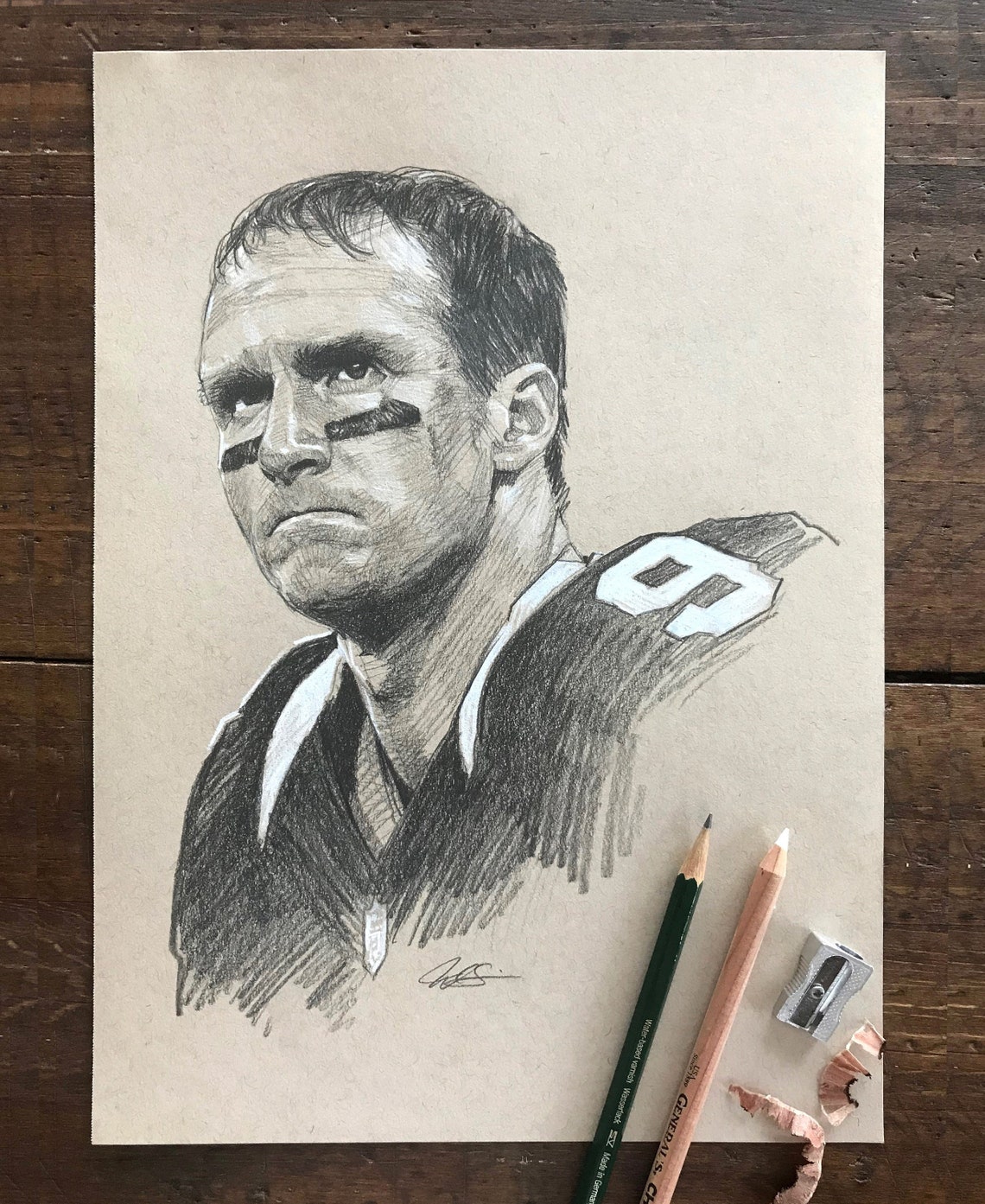 DREW BREES DRAWING Drew Brees New Orleans Saints Original Artwork ...