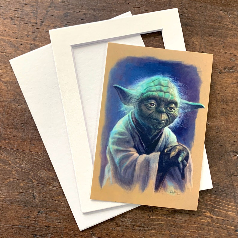 Yoda Star Wars Art Print With Matte - 4x6 Postcard Print With 5x7 Matte ...