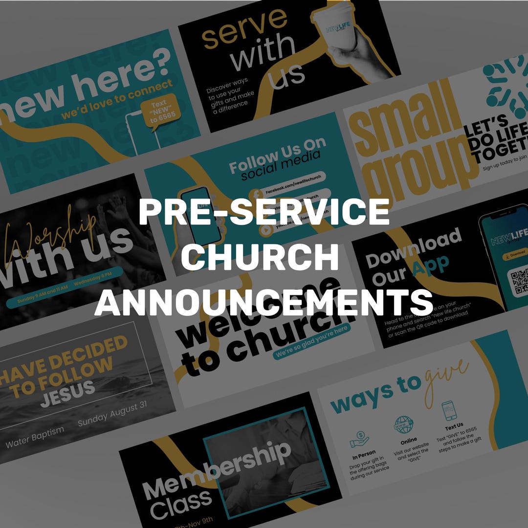 Church Announcement Slides Canva Templates | Editable Pre-service Slide Bundle | Digital Worship ...